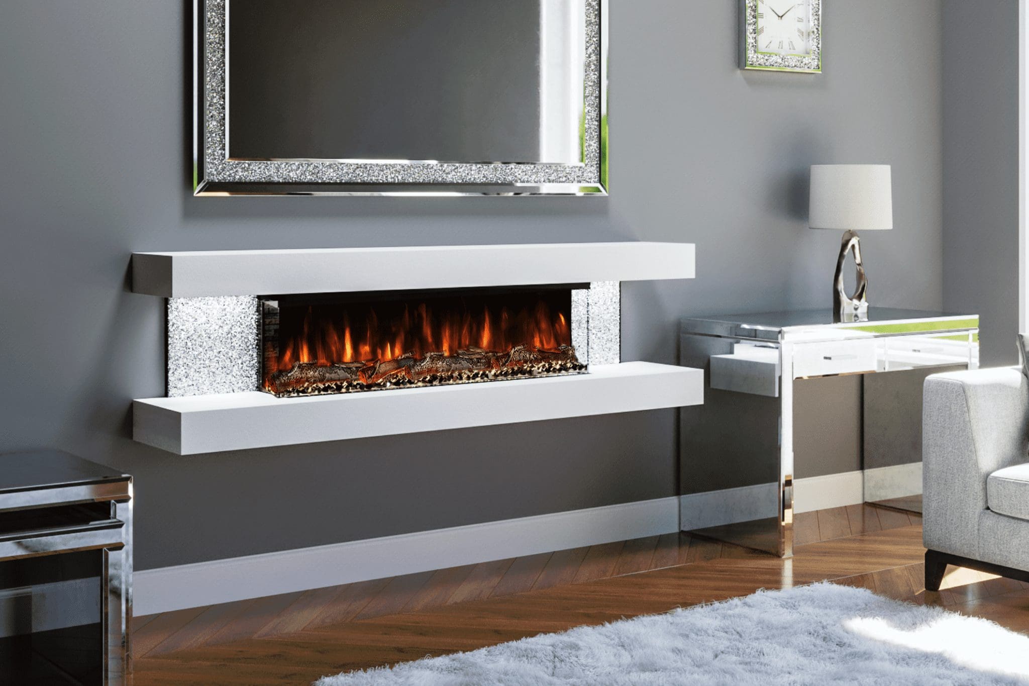 Evolution Fires Crystal Vegas - Wall Mounted Electric Fireplace ...