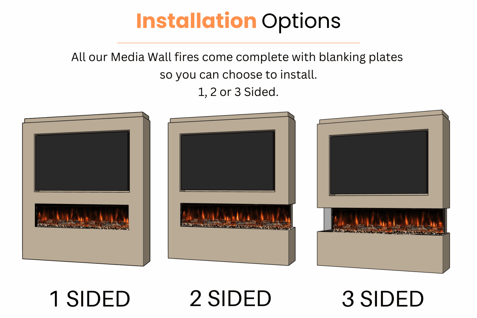 Spectrum Series 60" Media Wall Electric Fireplace | Evolution Fires ...