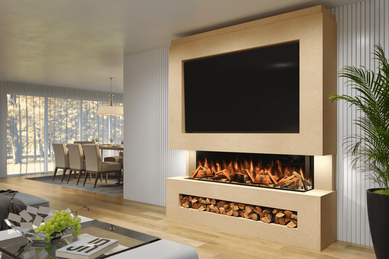 Package 11 – Pre-Built Media Wall with Electric Fireplace | Evolution Fires | Evolution Fires