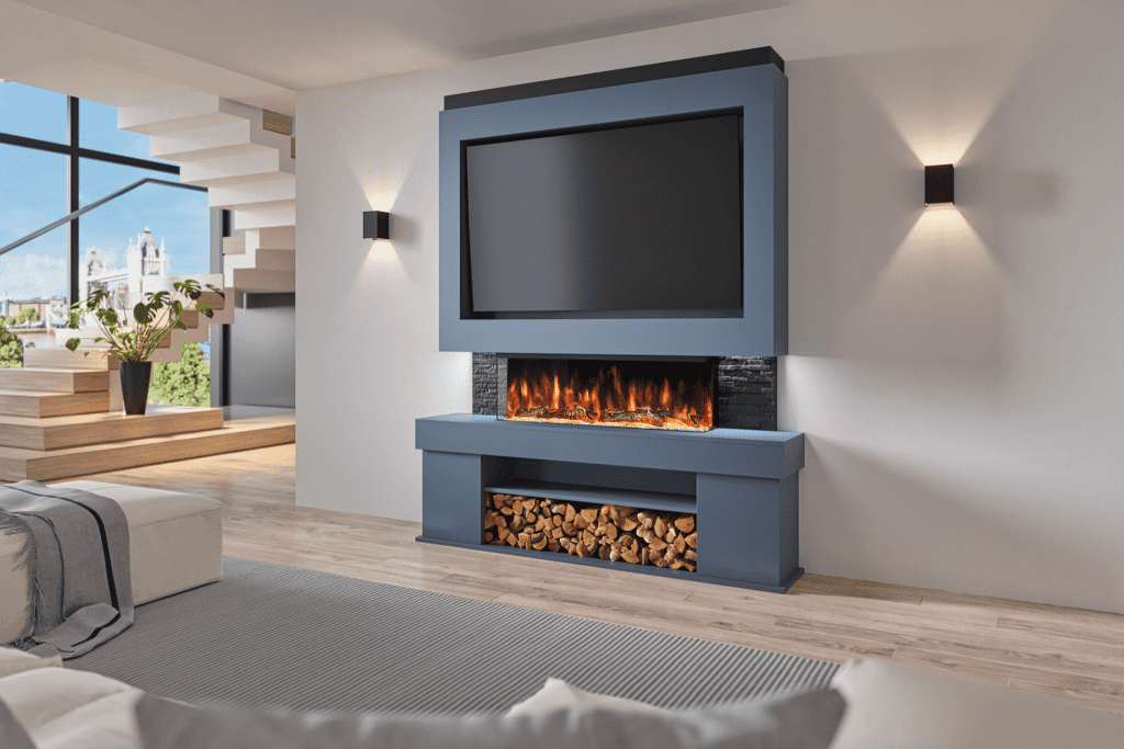 Package 3 – Pre-Built Media Wall with Electric Fireplace | Evolution Fires | Evolution Fires
