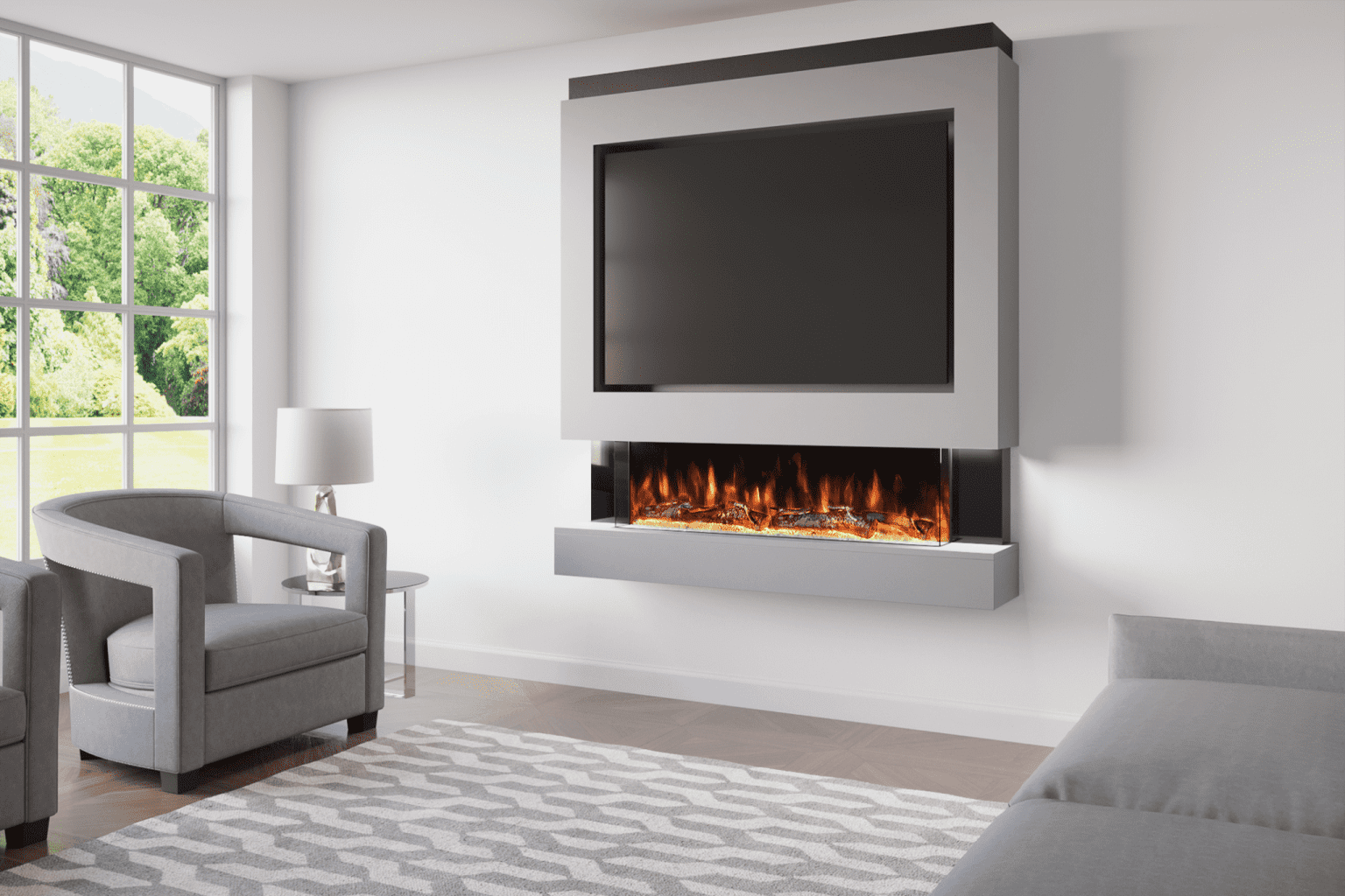 Package 4 – Pre-Built Media Wall with Electric Fireplace | Evolution Fires | Evolution Fires