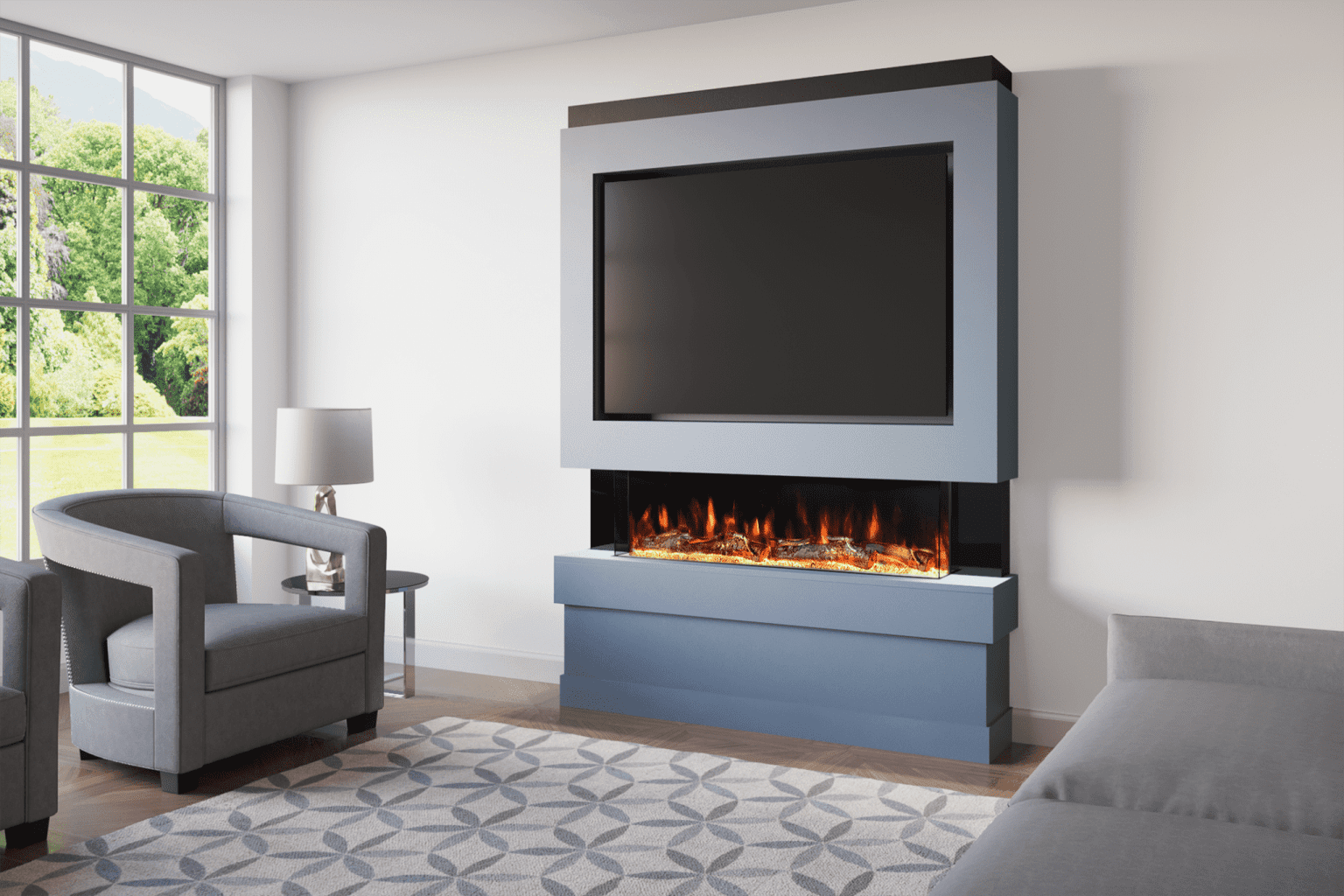 Package 5 – Pre-Built Media Wall with Electric Fireplace | Evolution Fires | Evolution Fires