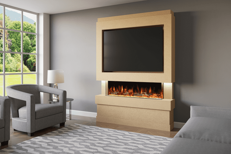 Package 5 – Pre-Built Media Wall with Electric Fireplace | Evolution Fires | Evolution Fires