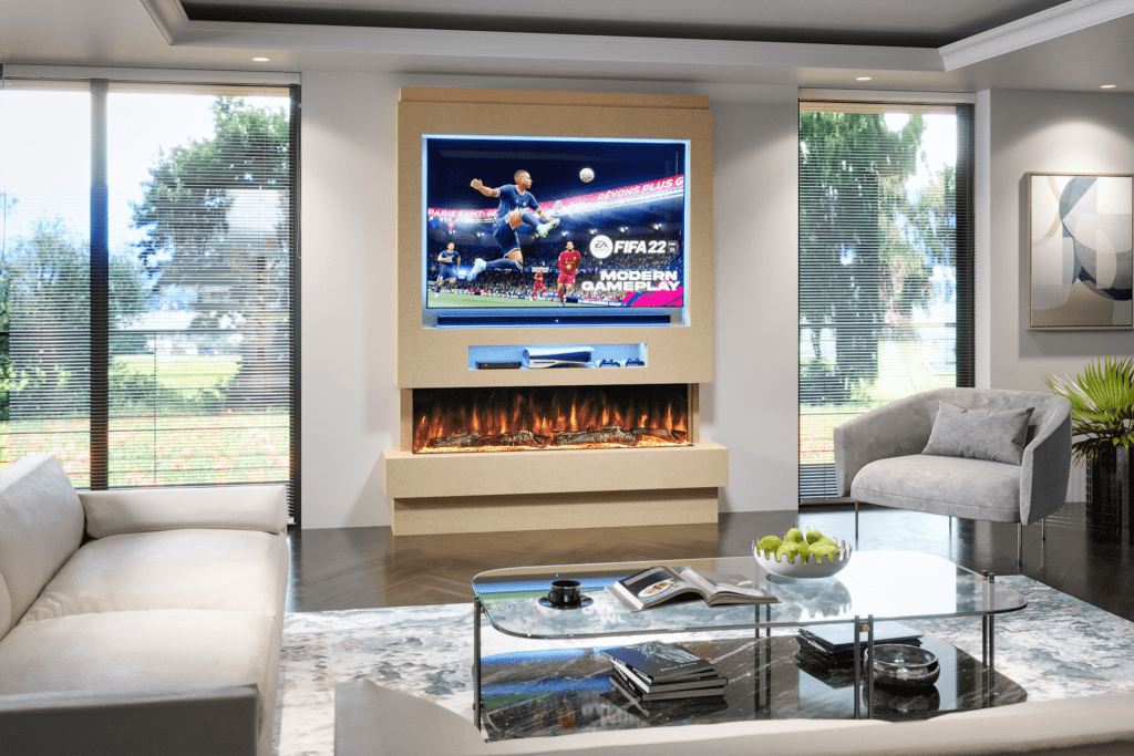 Package 8 – Pre-Built Media Wall with Electric Fireplace | Evolution Fires | Evolution Fires