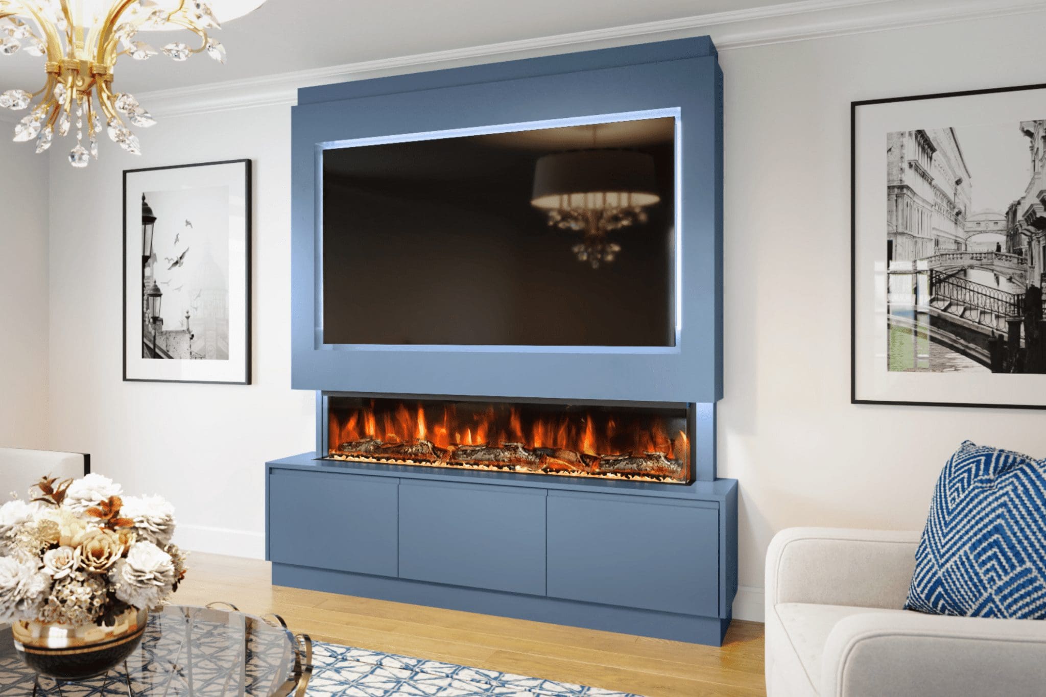 Bespoke Electric Media Walls with Fireplace in UK | Evolution Fires