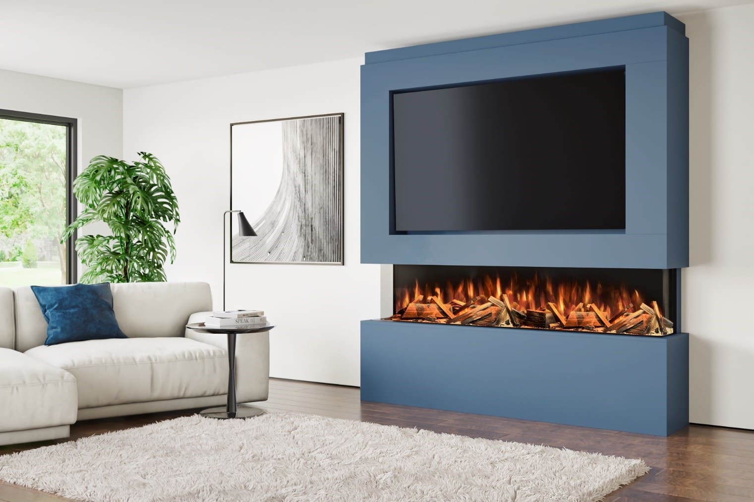 3-Sided Electric Fireplace & Media Wall Solutions