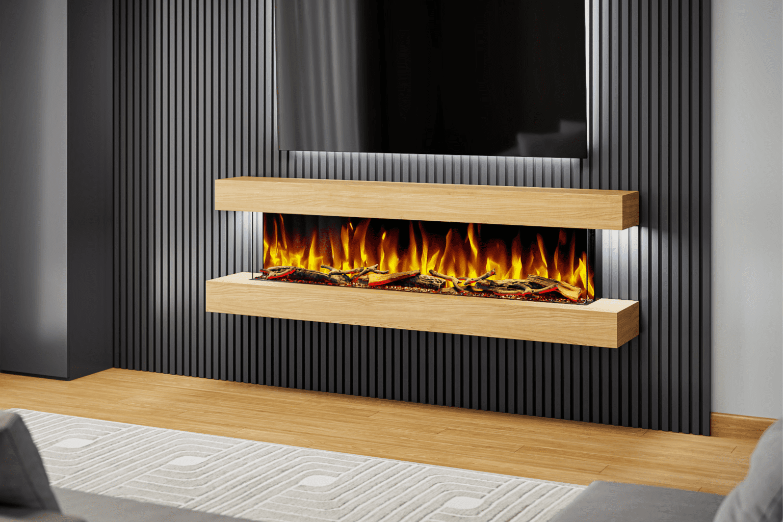 Evolution Fires Studio 6 – 72 Inch Wall Mounted Electric Fireplace Oak ...