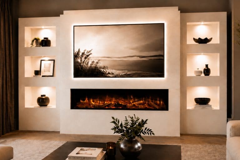 Package 25 – Pre-Built Media Wall with Electric Fireplace | Evolution ...